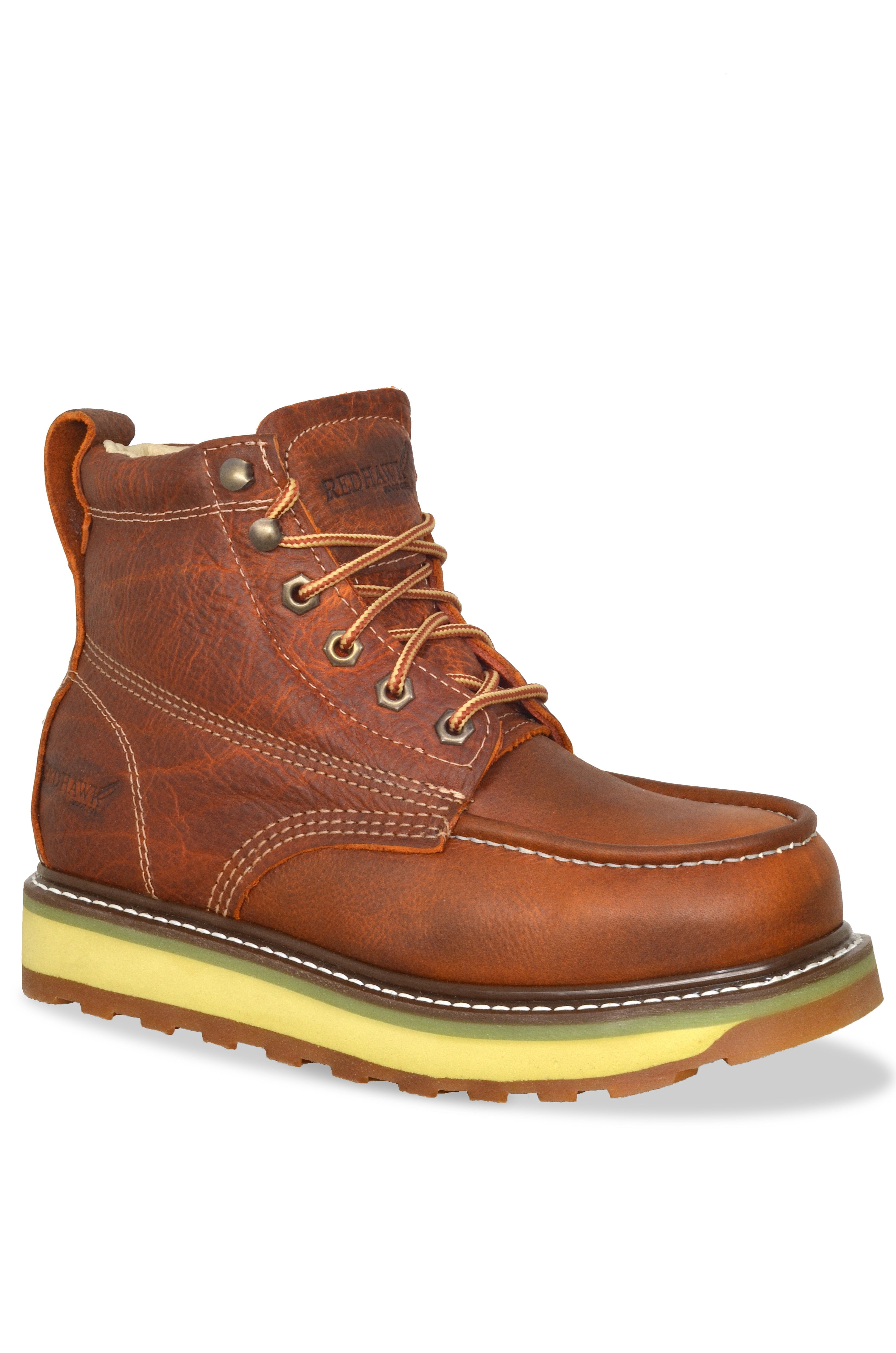 RedHawk Boot Co. Badlands Men's Soft Toe 6" Leather Mocc Toe Work Boots ...