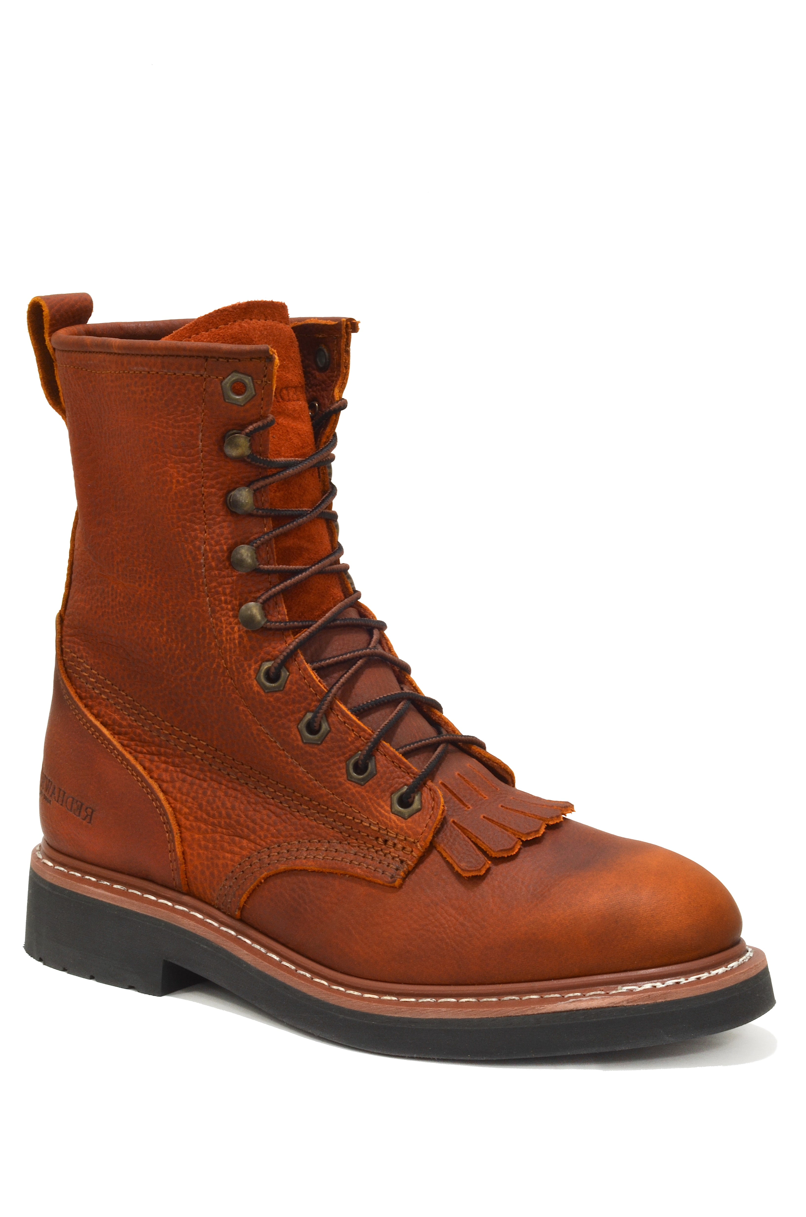 RedHawk Boot Co. Lacer Men's Soft Toe 8" Leather Work Boots with Dense ...