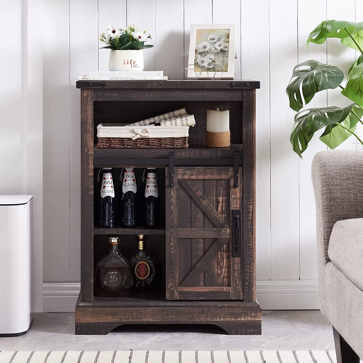 RedLemon Farmhouse Small Bathroom Storage Cabinet, 32" Tall Rustic ...