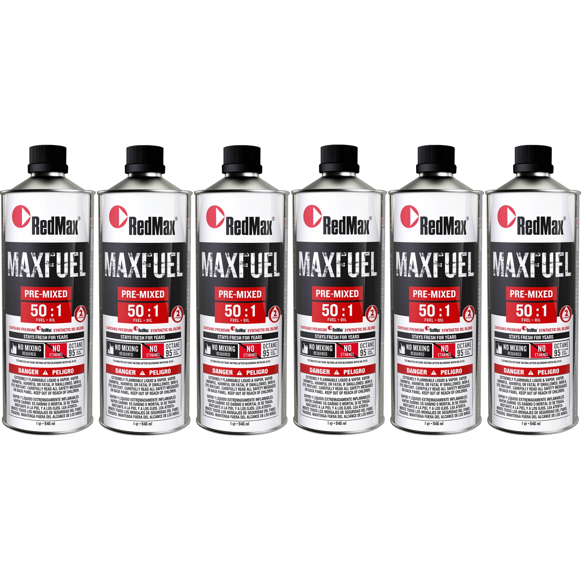 RedMax 2-Cycle 50:1 Pre-Mix Engine Oil Fuel 94 Octane, 6 qt ("Pack"2 ...