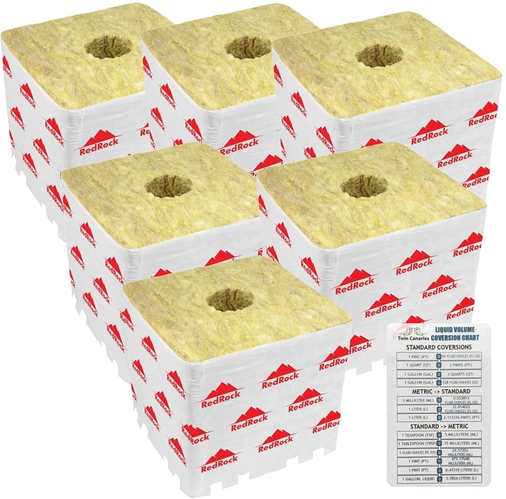 Redrock Rockwool 4" PRO Grow Block for Hydroponics 6 Pack + Twin ...