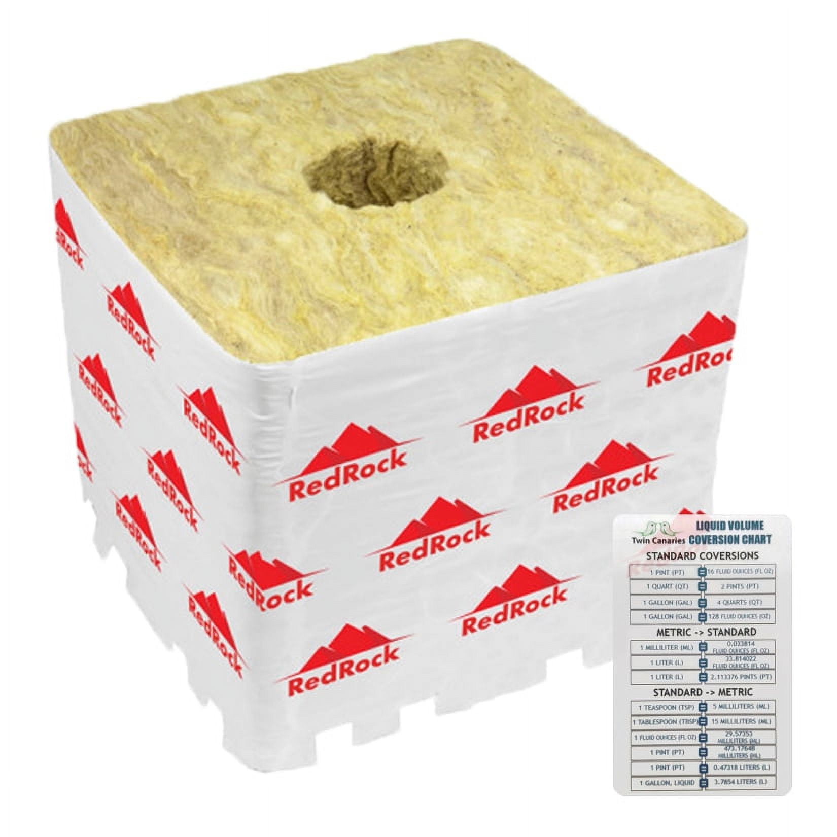 RedRock 4" Rockwool PRO Grow Block for Hydroponics, 6 Pack + Twin ...