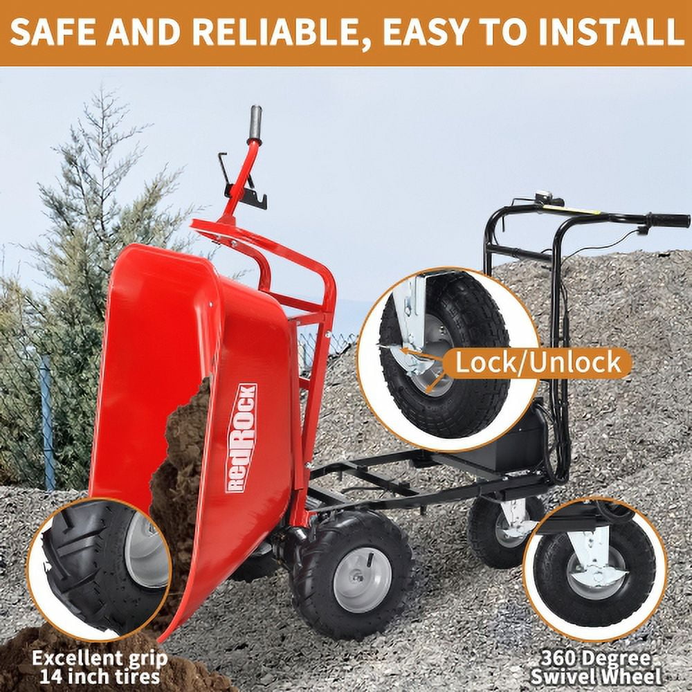 RedRock Electric Powered Wheelbarrow Utility Cart - 48V28Ah 500W ...