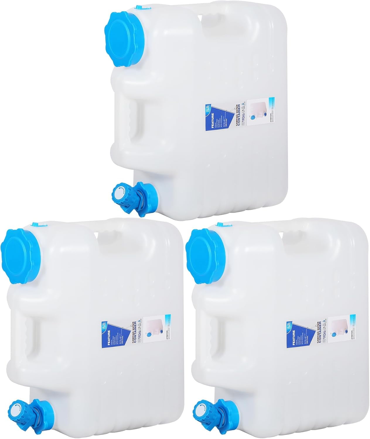 RedSwing 3 Pack 4.9 Gallon/18.5L Portable Water Container with Spigot ...