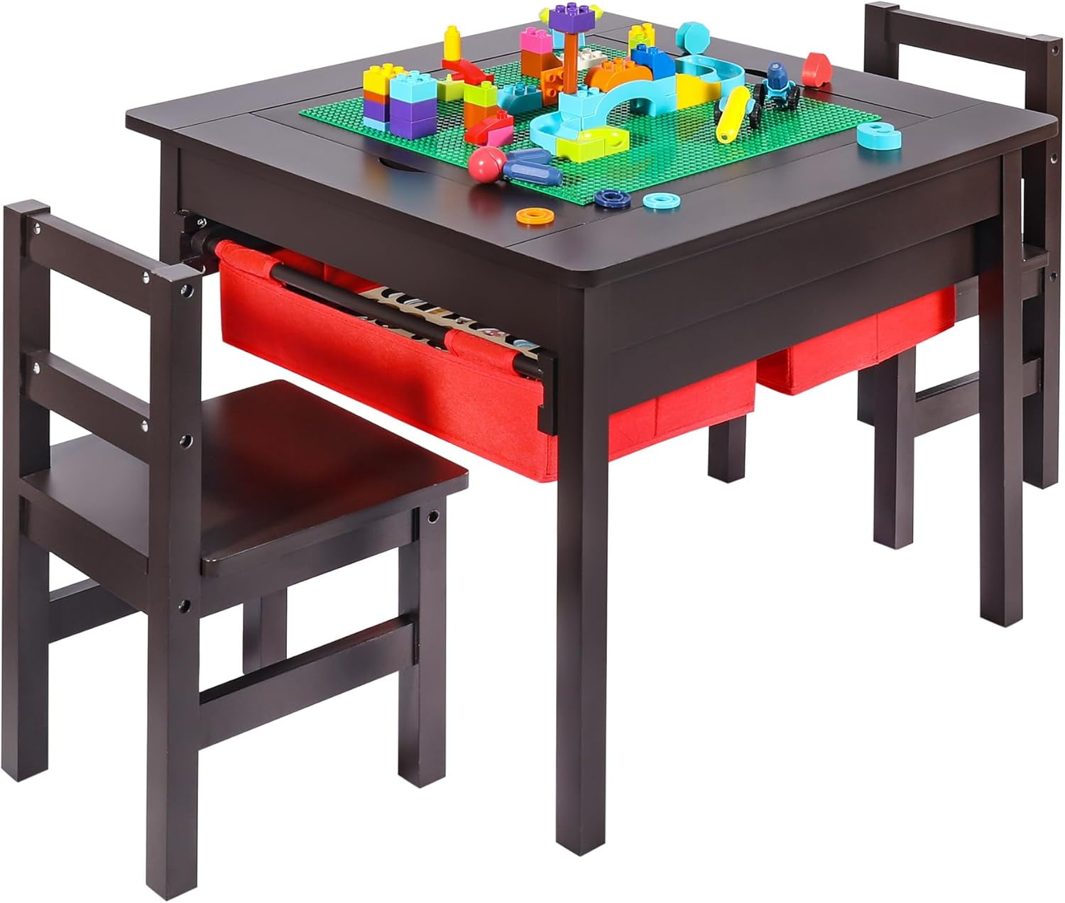 RedSwing Activity Table and 2 Chairs with Storage, 2 in 1 Building ...