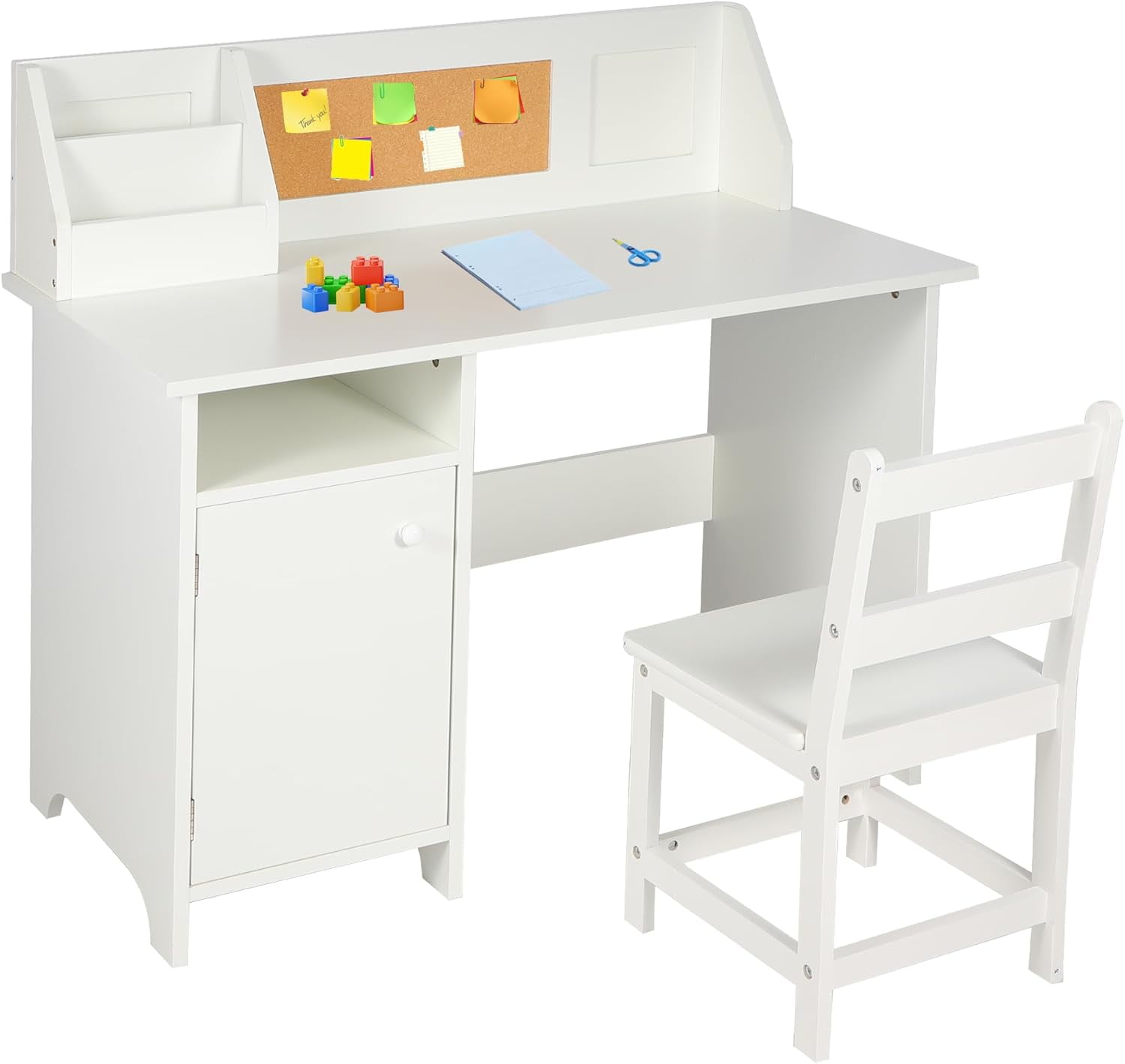 RedSwing Kids Study Desk and Chair Set with Hutch, Wooden Writing Table ...