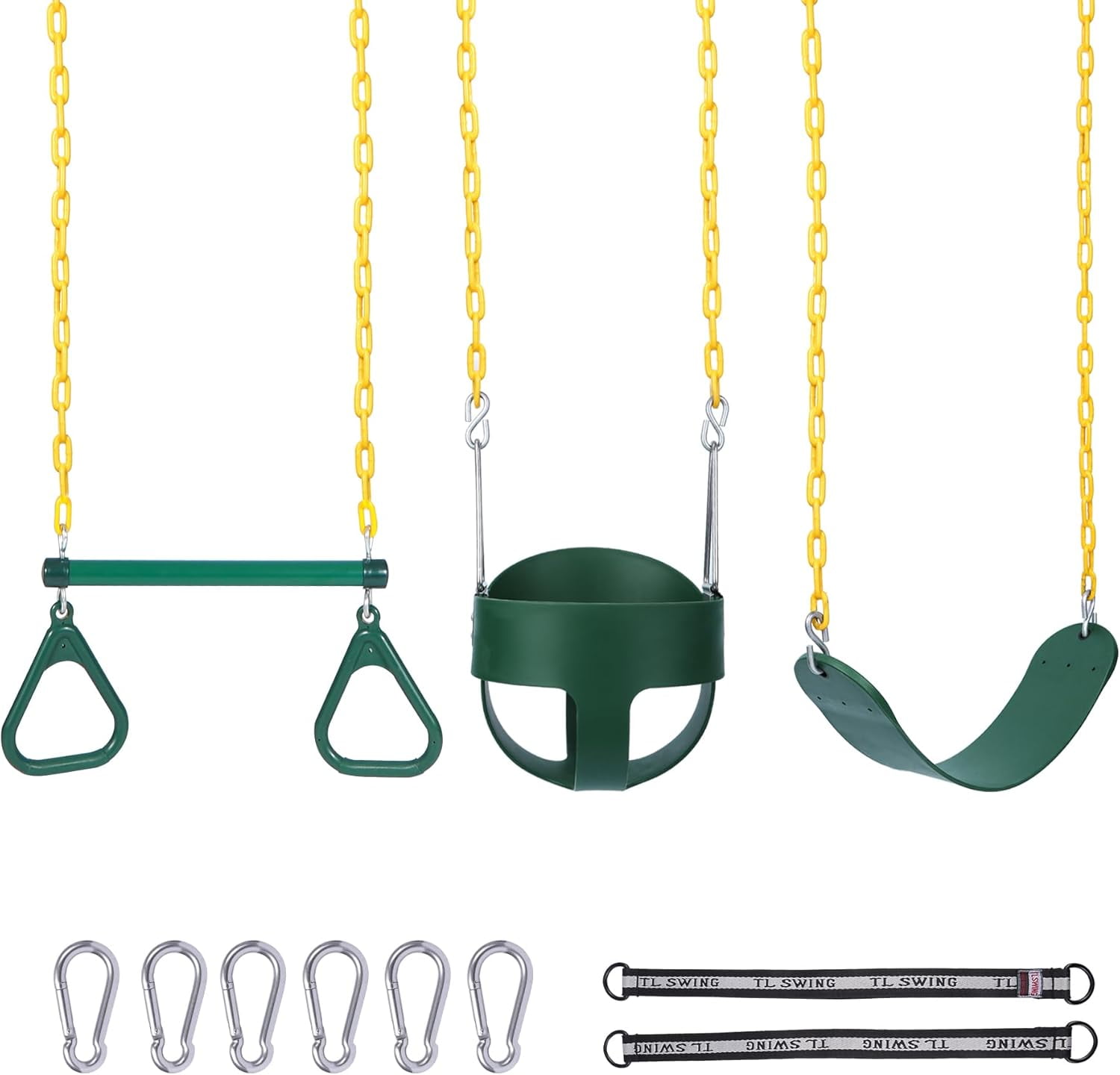 RedSwing Trapeze Swings Bar with Rings, Belt Swing Seat and Bucket ...