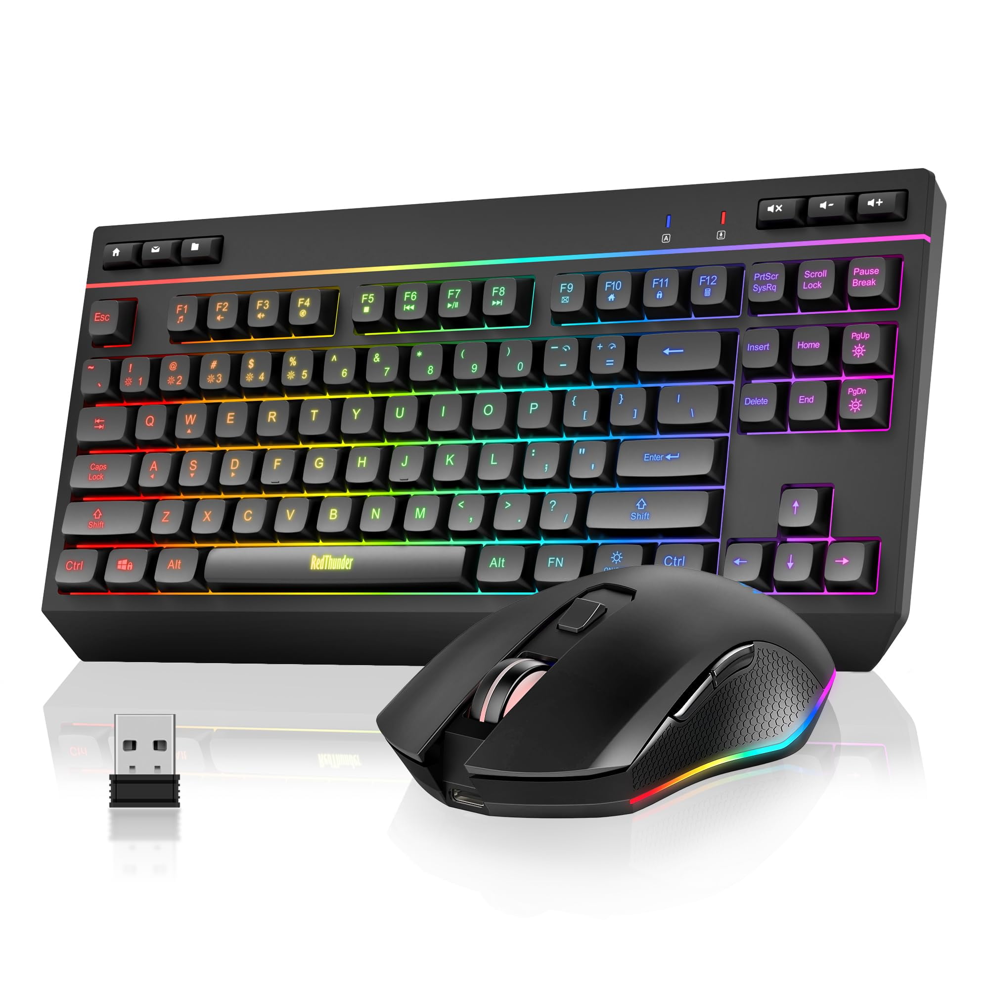 RedThunder K20 TKL Wireless Keyboard and Mouse Combo, Adjustable RGB ...