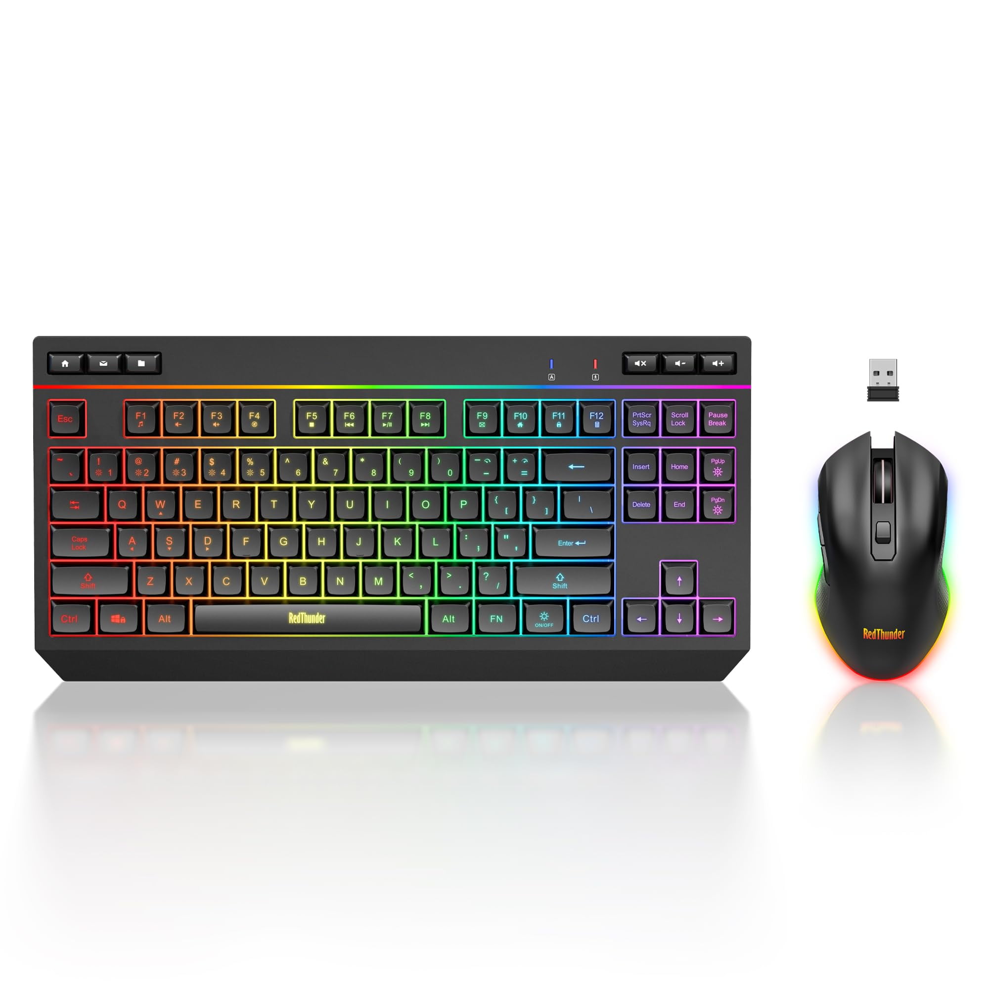 RedThunder K20 TKL Wireless Keyboard and Mouse Combo, Adjustable RGB ...