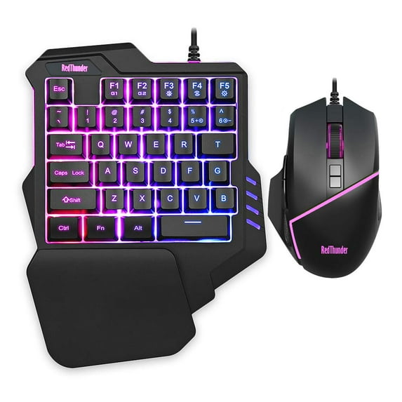 RedThunder One-Handed RGB Gaming Keyboard and Mouse Combo, 35 Keys Mini ...