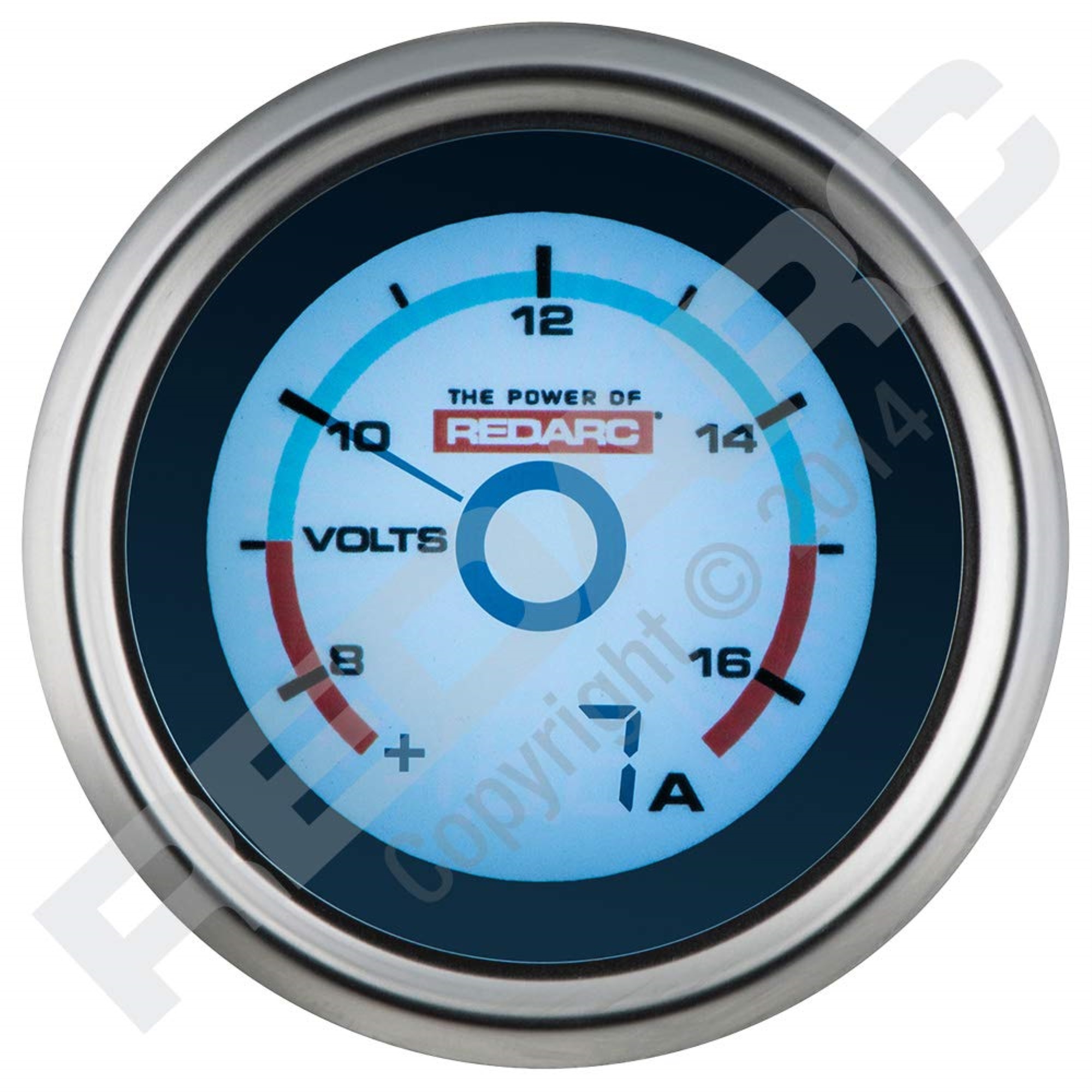 Redarc G52VA 52mm Single Voltage Gauge with Optional Current Display, 1 ...