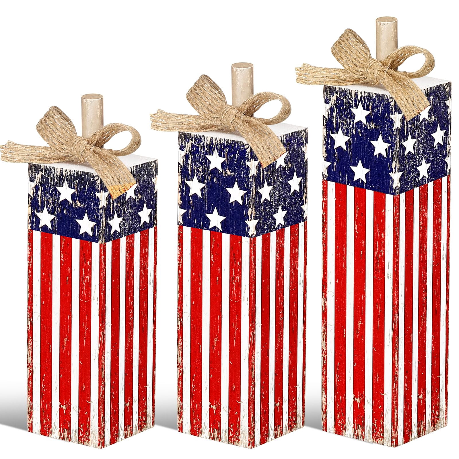 Redbaker 3 Pcs Patriotic Decorations 4th FST1 of July Decor Red White ...