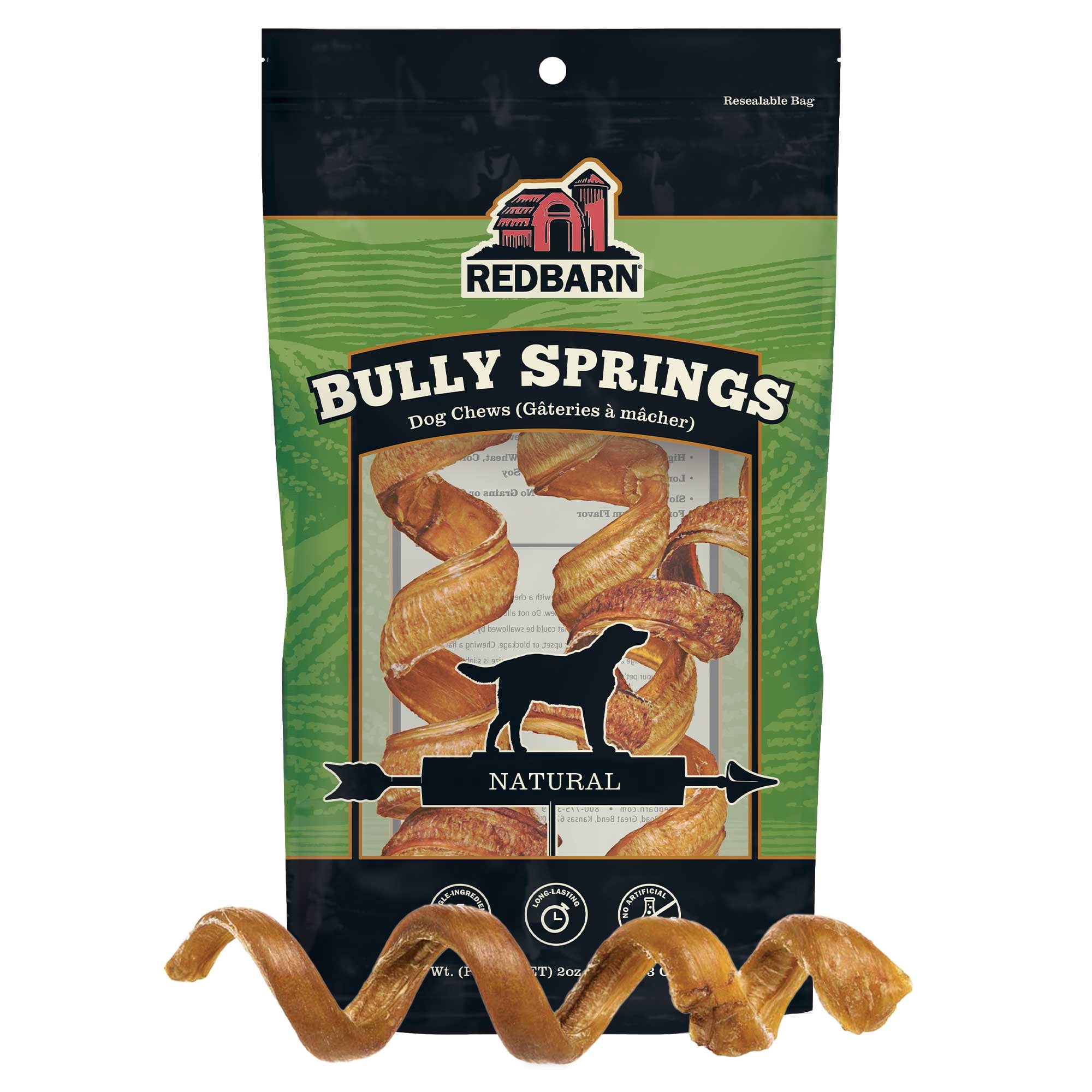 Redbarn All-Natural Bully Springs Sticks for Dogs, 4"-6" Chew, 3ct ...