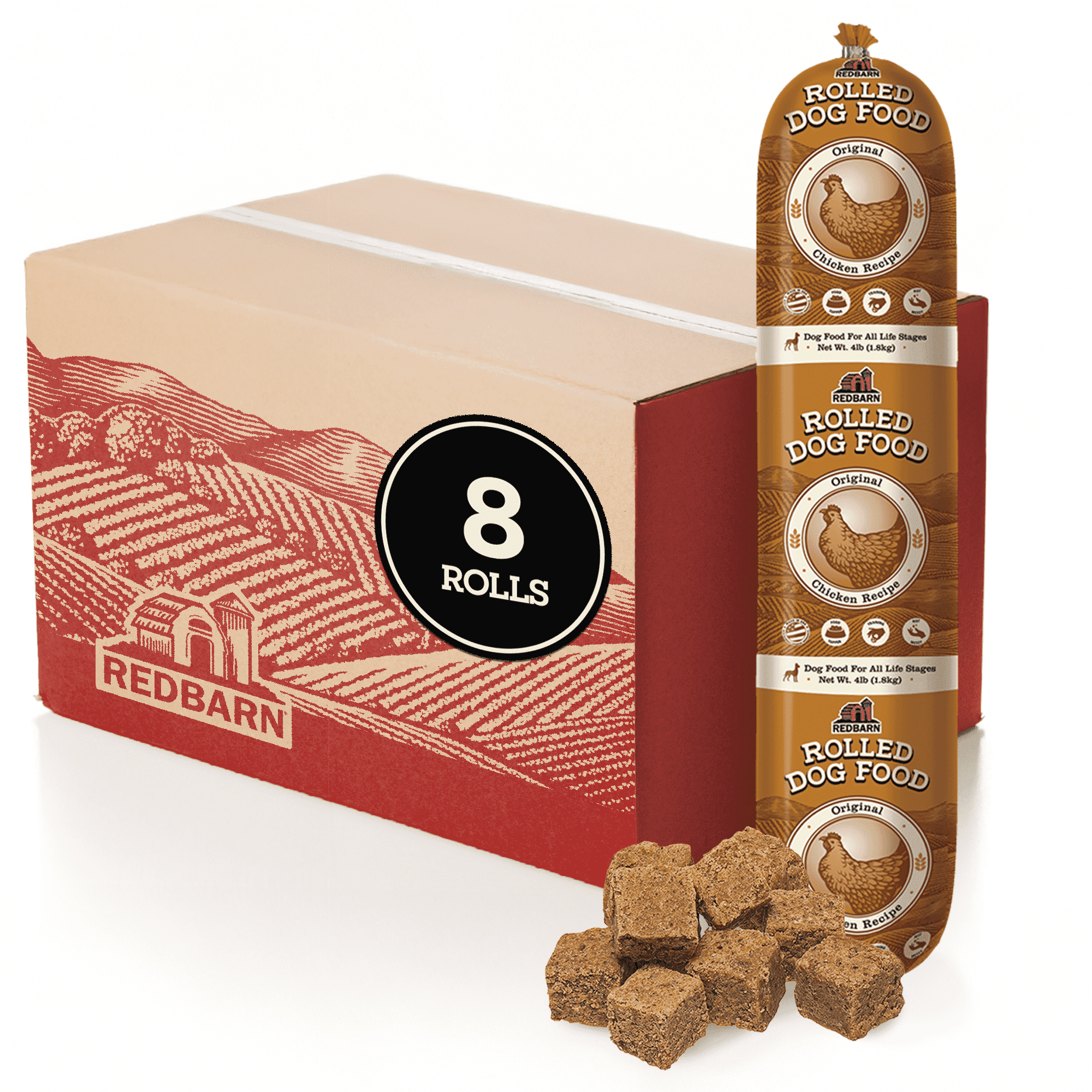 Redbarn Premium Rolled Dog Food, Semi-Moist, Chicken Recipe, 4 lb. (8 ...