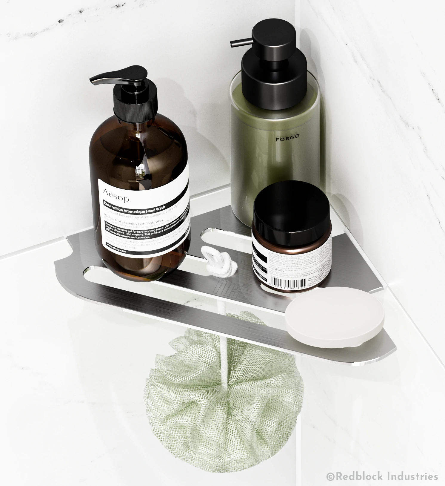 Redblock RB3 Bathroom Wall Mount Corner Shower Shelf Holder - Brushed ...