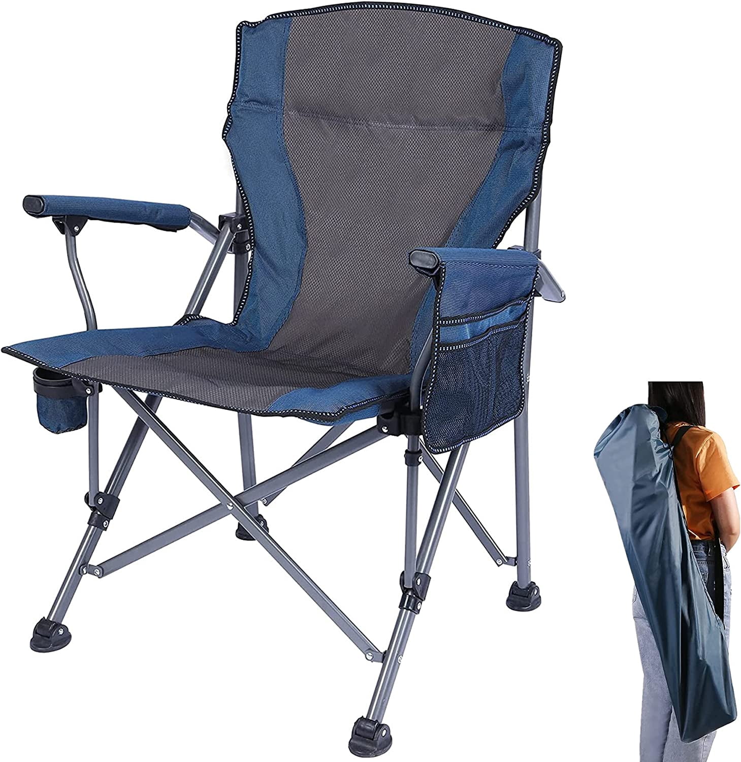 Redcamp Camping Chair, Blue and Gray - Walmart.com