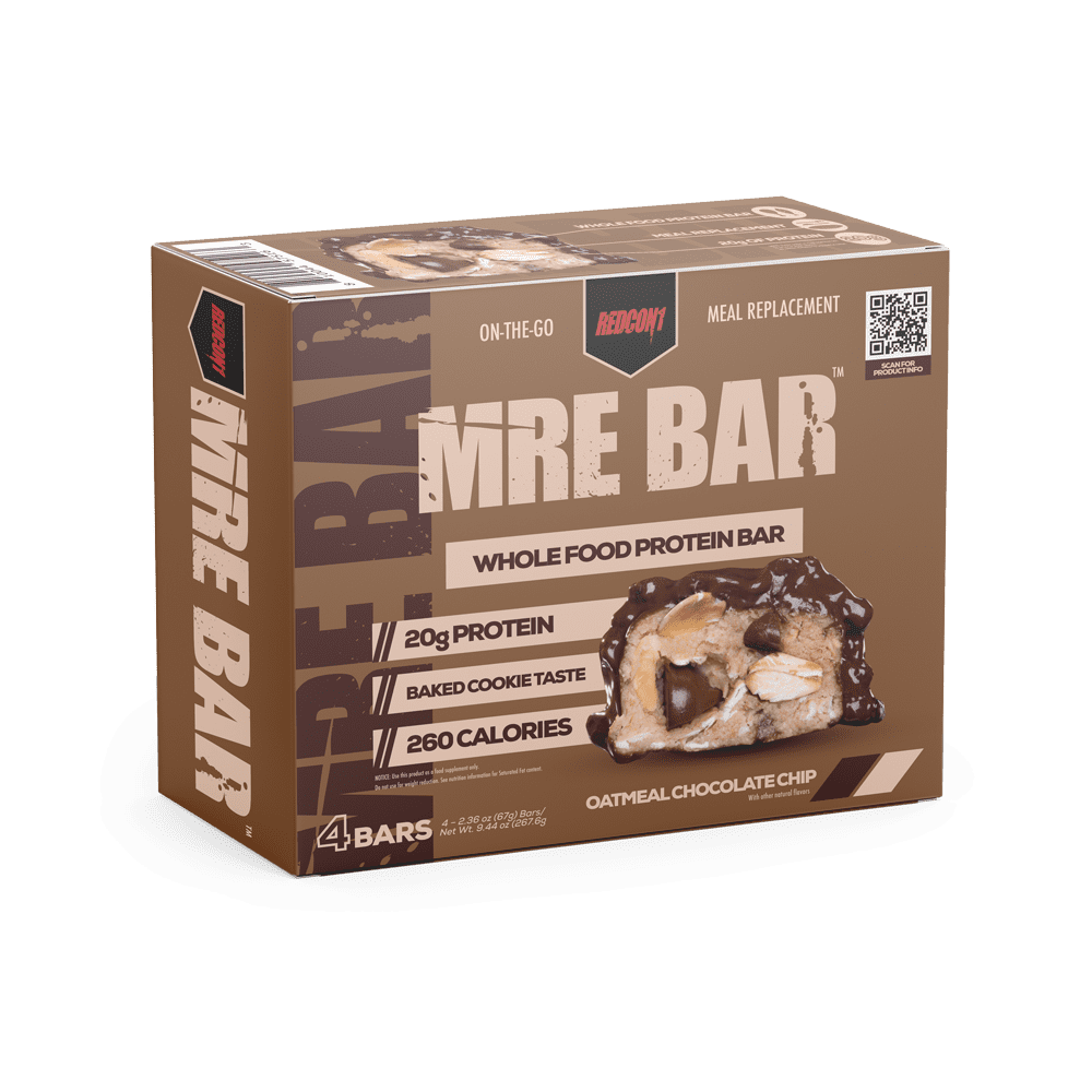 Redcon1 MRE Bar, Oatmeal Chocolate Chip, 20g Protein, 2.36 oz, 4 Bars ...