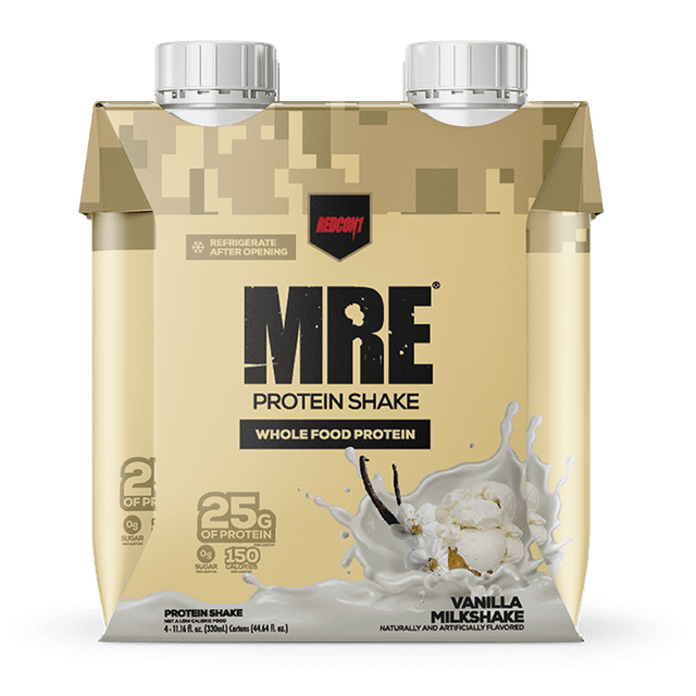 Redcon1 MRE Whole Food Protein Shake, Vanilla Milkshake, 25g Protein, 4 ...