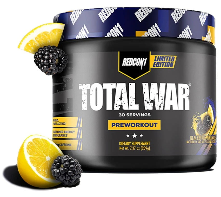 Redcon1 Total War 30 Servings Blackberry Lemonade Total War Pre-Workout ...