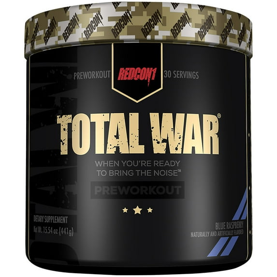 Redcon1 Total War Pre-Workout Powder, Blue Raspberry (15.4 oz. / 30 ...