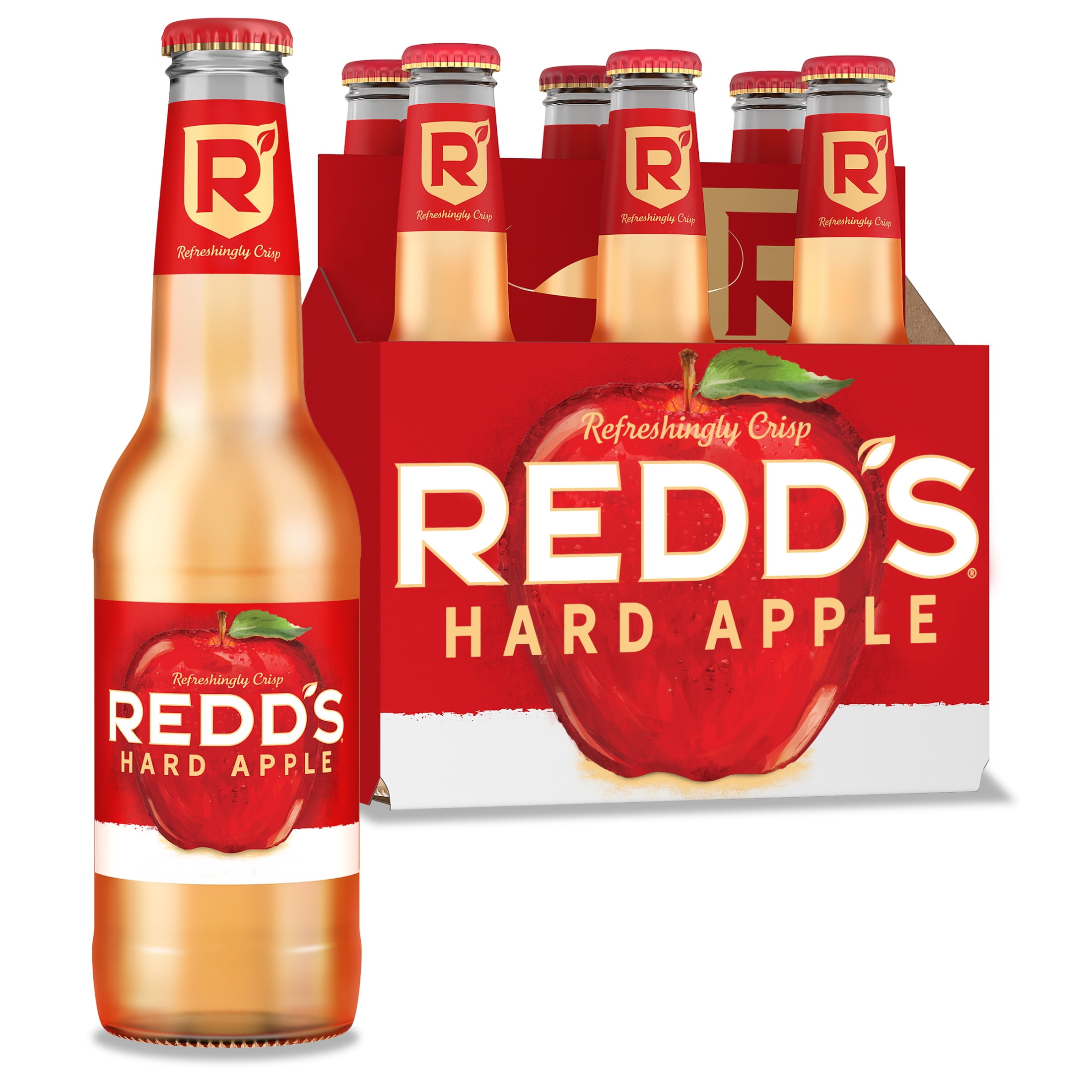 Redd's Hard Apple Beer, 6 Pack, 12 fl oz Glass Bottles, 5.0% ABV ...