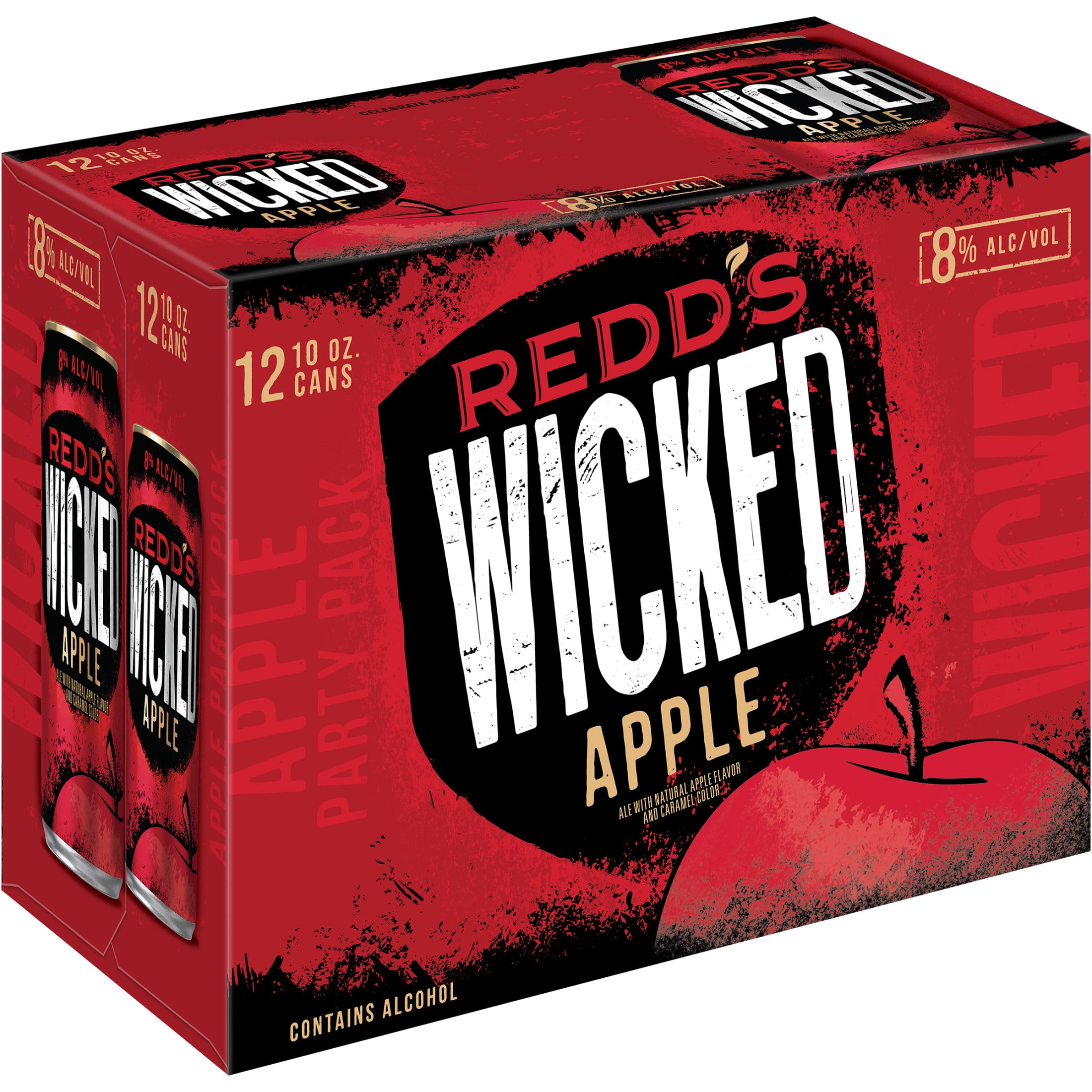 Redd's Wicked Apple Beer, 12 Pack, 10 fl oz Aluminum Cans, 8.0% ABV ...