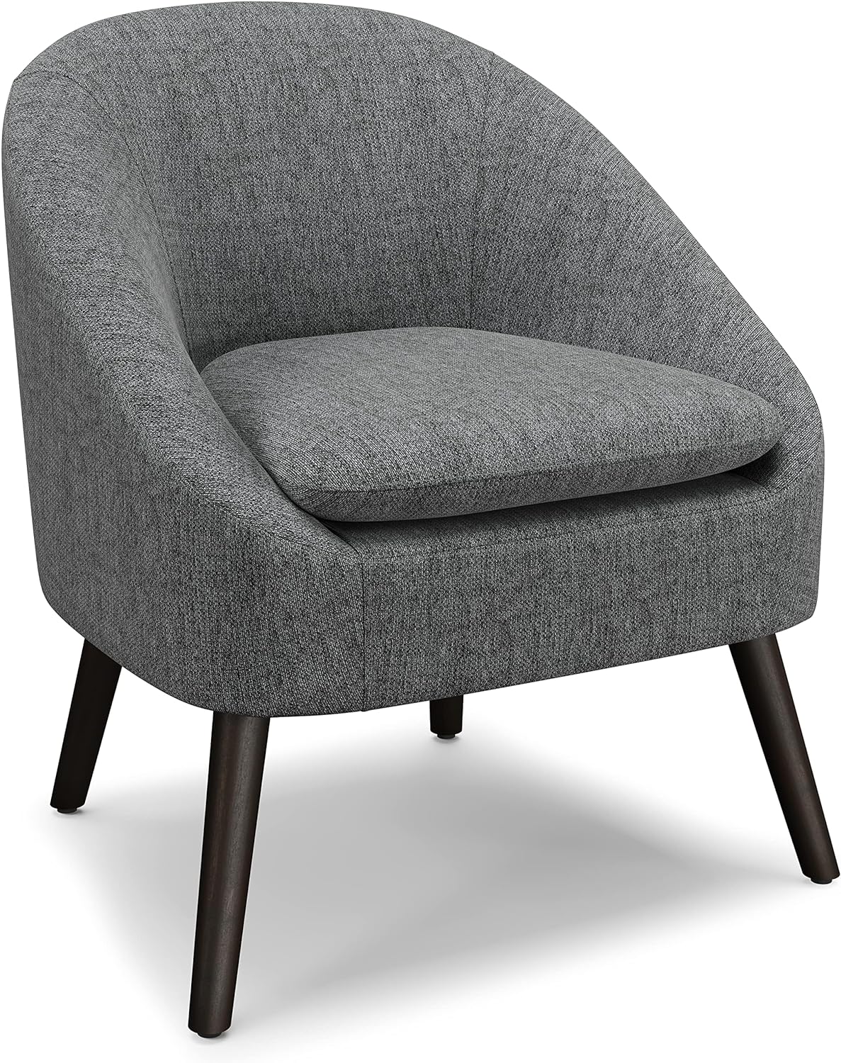 Redding 27 Inch Wide Century Modern Accent Chair In Storm Grey Polyester Fabric, For The Living ...