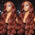 Reddish Brown Color Body Wave 13x4 Lace Front Human Hair Wig 250