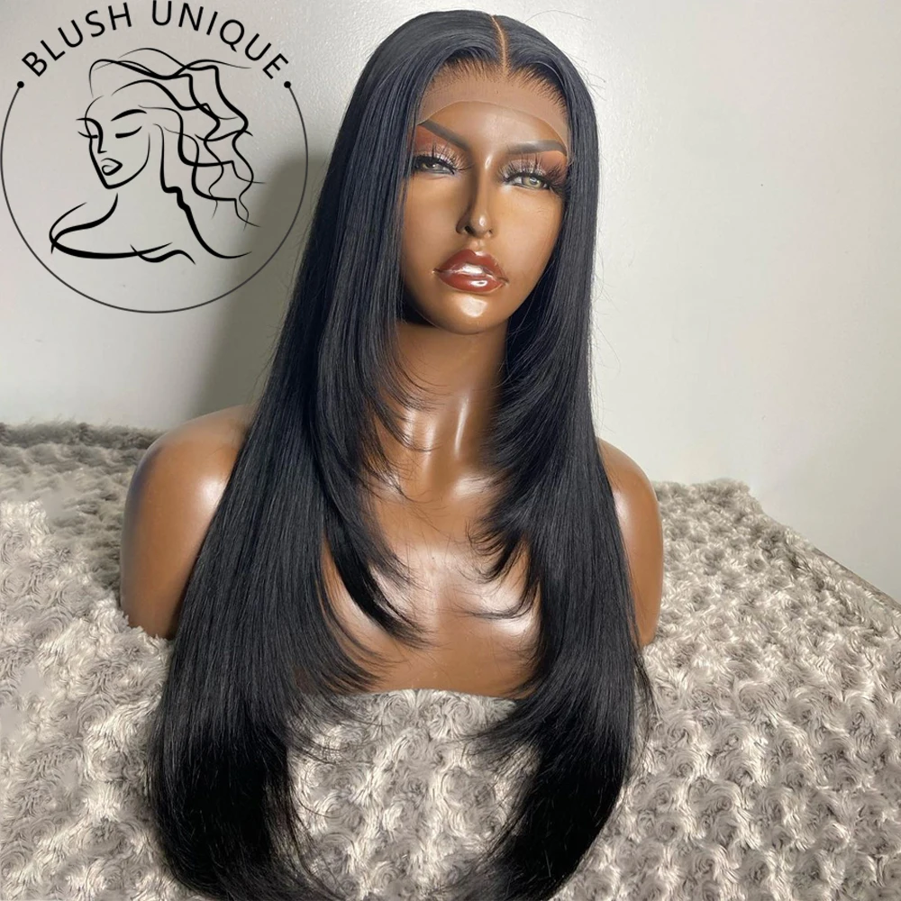 Reddish Brown Straight Lace Front Wigs Layered Cut Wig Glueless Layered ...