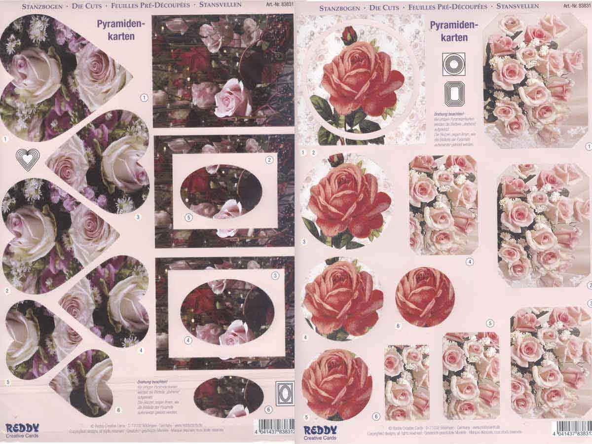 Reddy Creative Cards Pyramid Precut sheets - Roses different Shapes ...