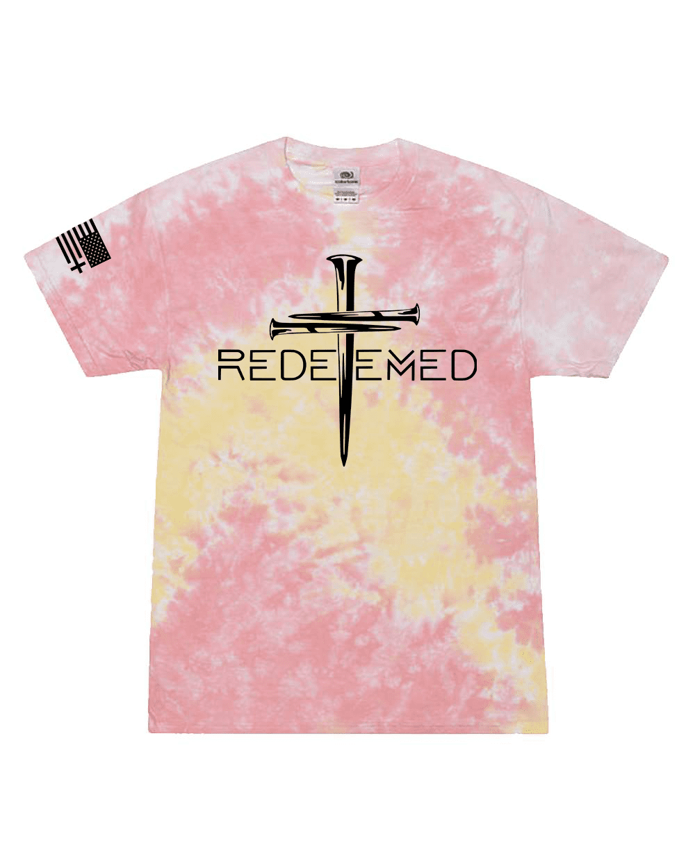 Redeemed Cross Nails Mens Christian American Flag Sleeve T-shirt ...