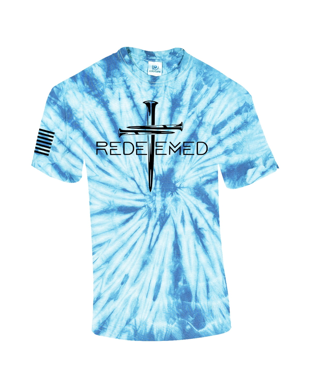 Redeemed Cross Nails Mens Christian American Flag Sleeve T-shirt ...