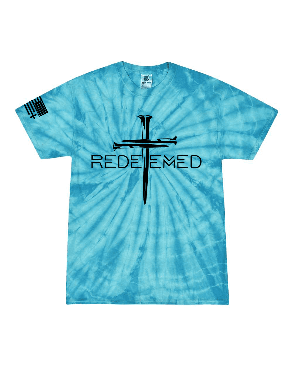 Redeemed Cross Nails Mens Christian American Flag Sleeve T-shirt ...