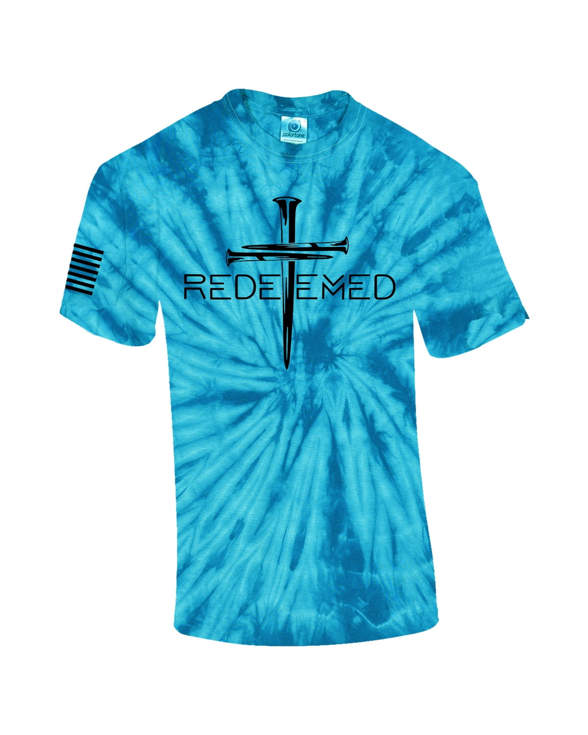 Redeemed Cross Nails Mens Christian American Flag Sleeve T-shirt ...