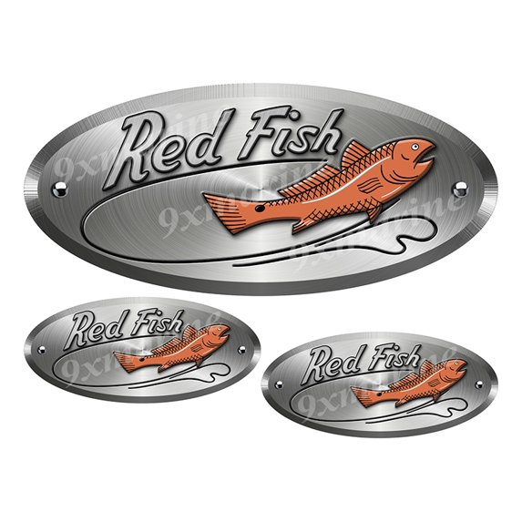 Redfish Oval Remastered Stickers. Brushed Metal Style - Walmart.com