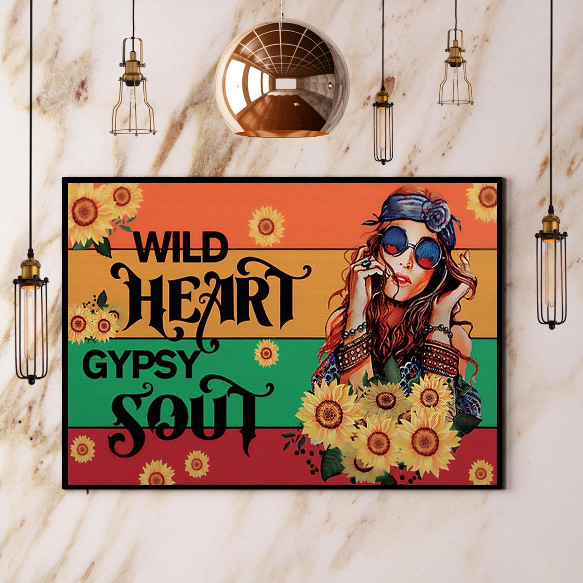 Redhead Girl Wild Heart Gypsy Soul Sunflower Paper Poster No Frame ...