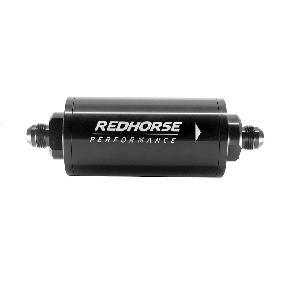 REDHORSE PERFORMANCE 6in Cylindrical In-Line Race Fuel Filter w/6an ...