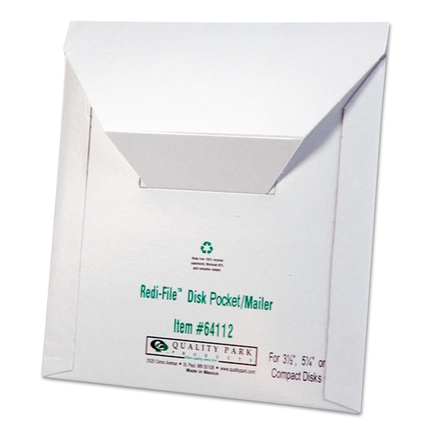 Quality Park Redi File Disk Pocket Mailer 6 x 5 7/8 Recycled White 10 ...