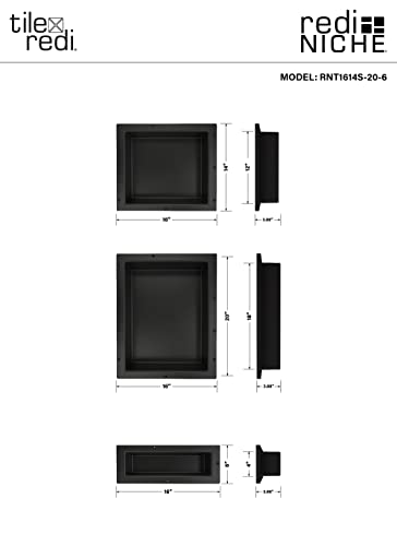 Redi Niche Triple Niche Recessed Shower Shelf- Black, Three Inner ...