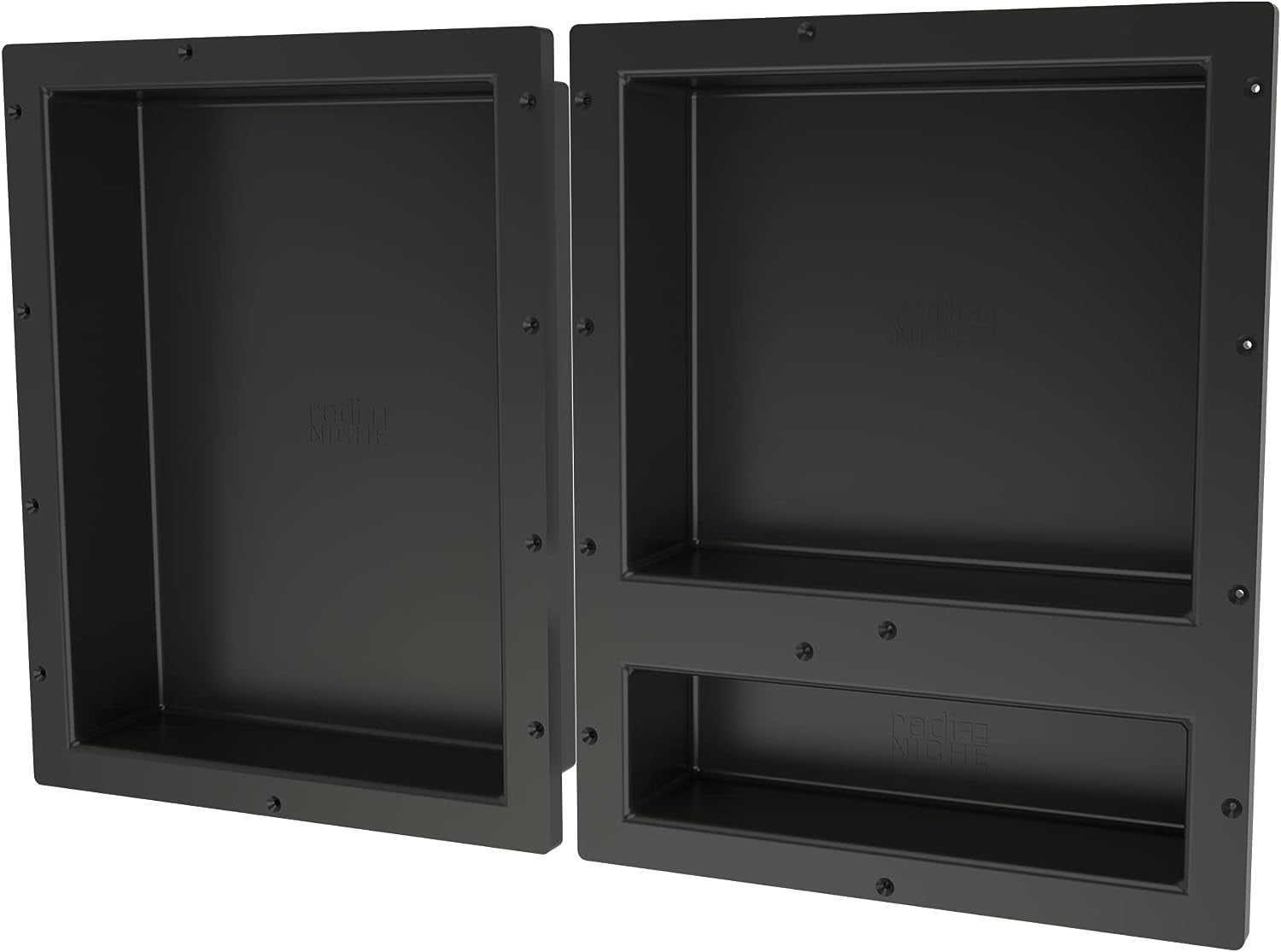 Redi Niche Triple Niche Recessed Shower Shelf- Black, Three Inner ...