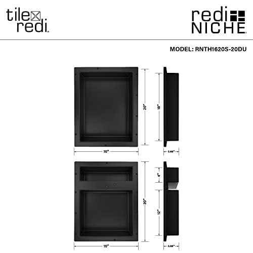 Redi Niche Triple Niche Recessed Shower Shelf- Black, Three Inner ...