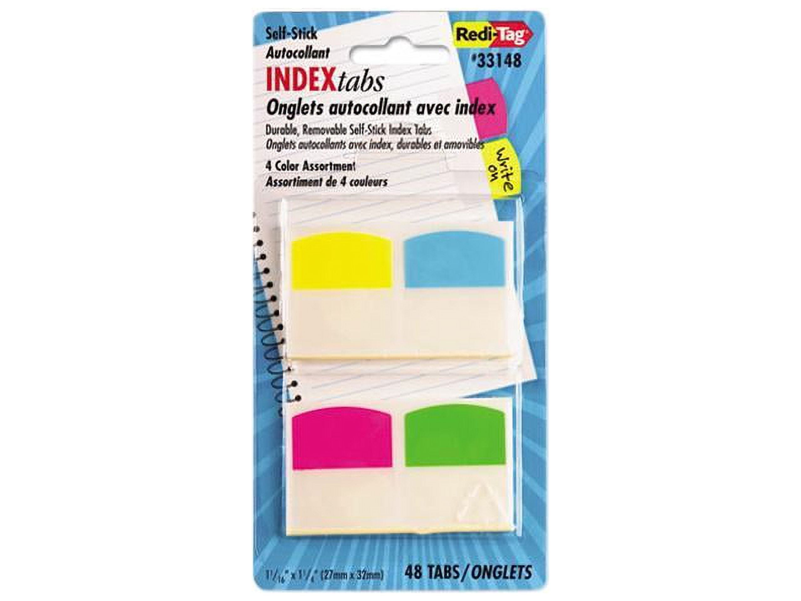 Redi-Tag 33148 Write-On Self-Stick Index Tabs/Flags, 1 1/16 Inch, 4 ...