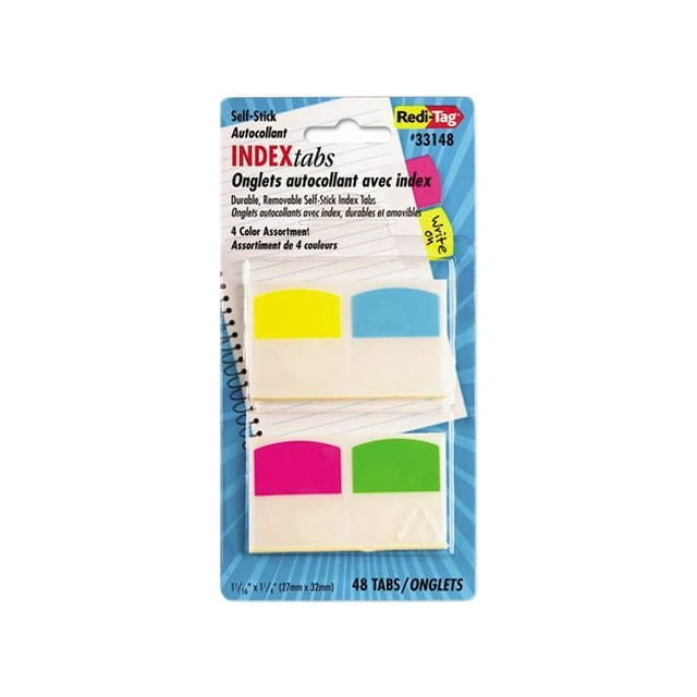 Redi-Tag 33148 Write-On Self-Stick Index Tabs/Flags, 1 1/16 Inch, 4 ...