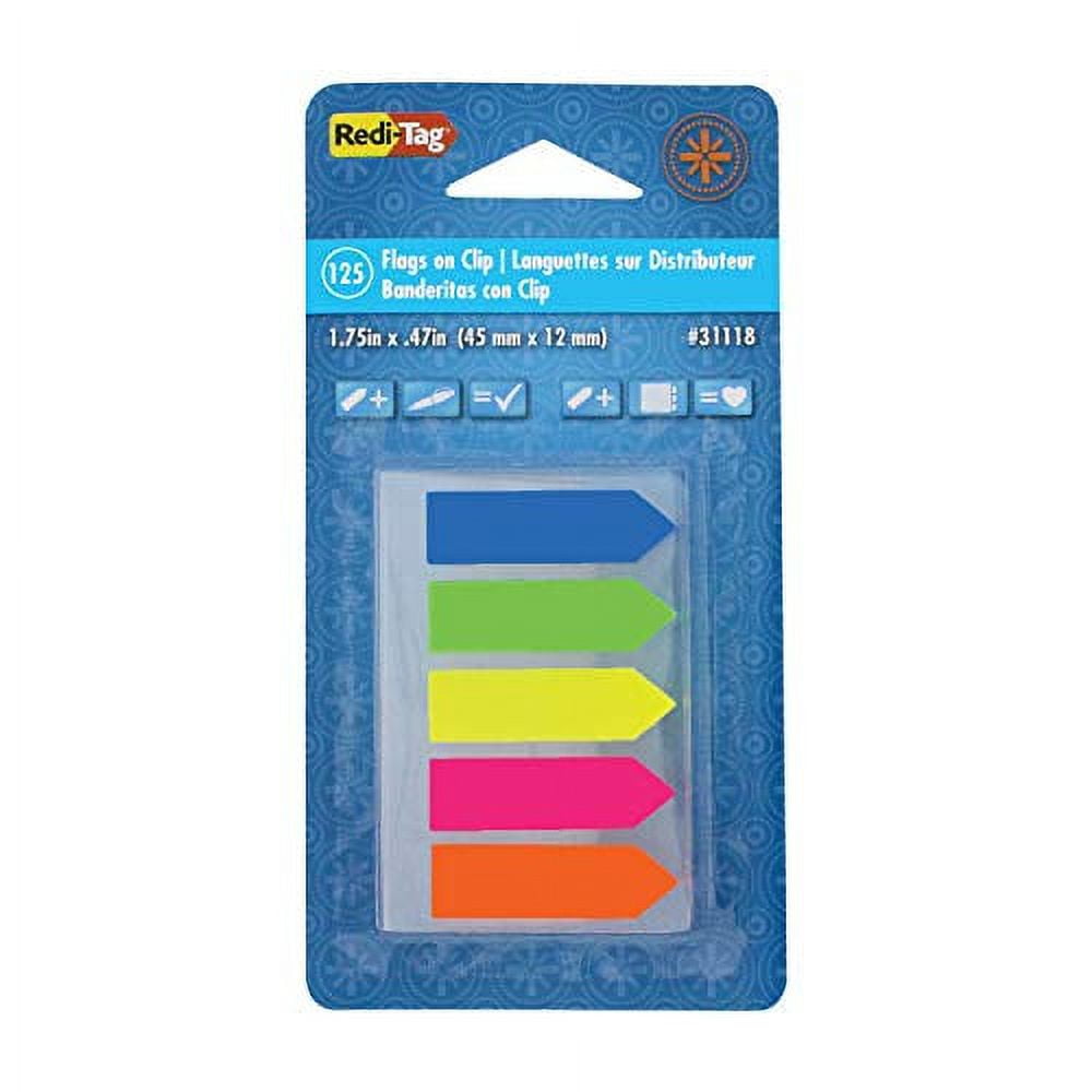 Redi-Tag 5-Color Arrow Flags in Handy Clip-On Holder, 125 Flags per ...