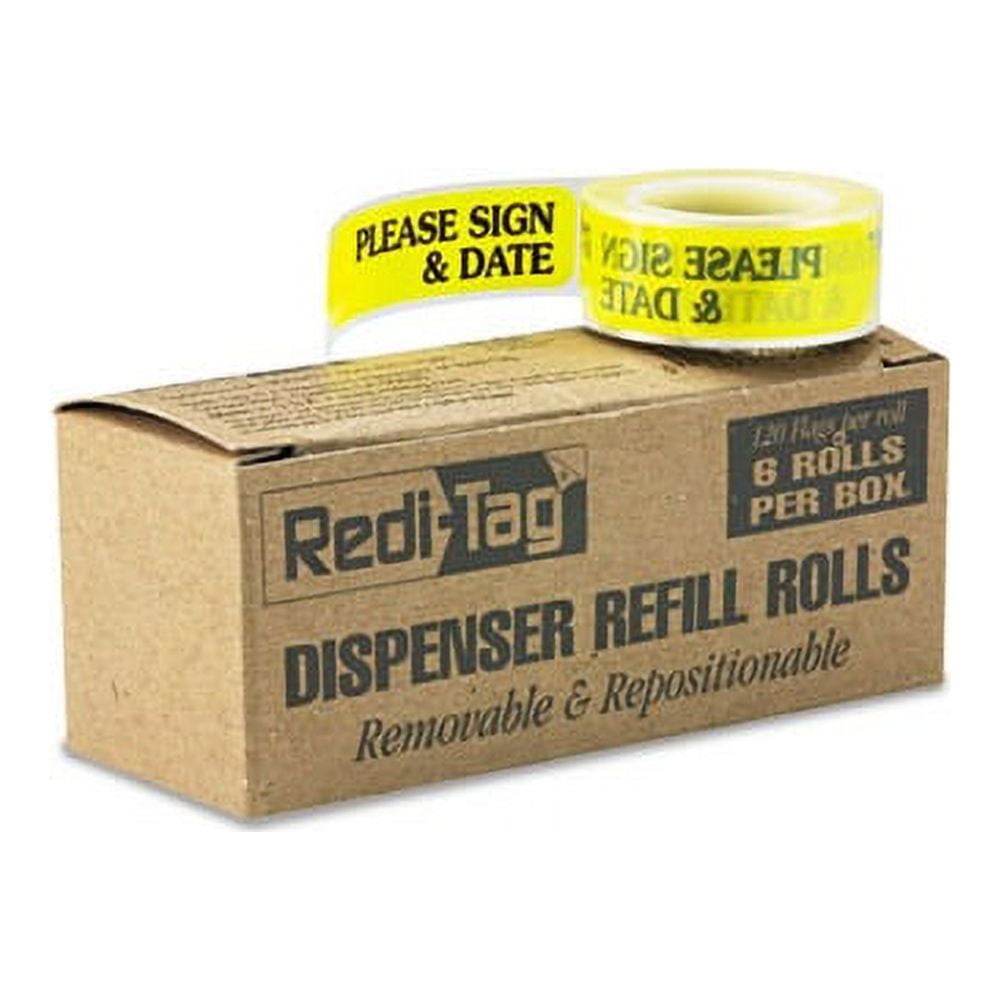 Redi-Tag Arrow Message Flag Refills Please Sign & Date Yellow 120/Roll ...