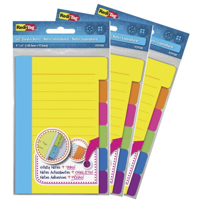 Redi-Tag Assorted Tab Ruled Sticky Notes - Walmart.com
