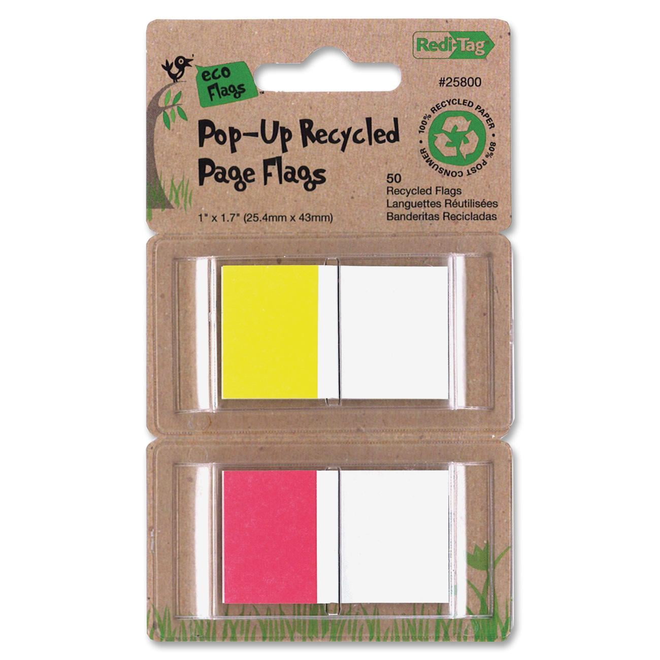 Redi-Tag, RTG25800, Pop-up Recycled Page Flags, 50 / Pack, Assorted ...