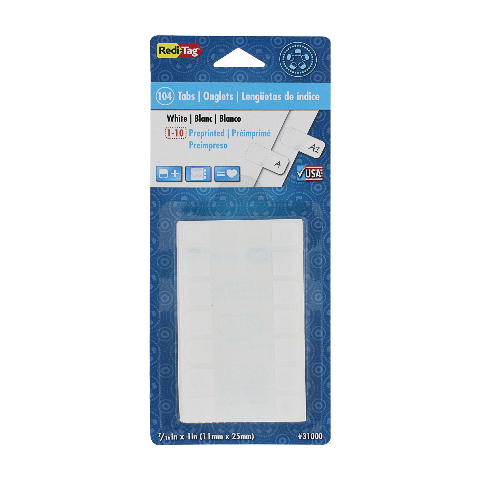 Redi-Tag Permanent Self-Stick Write-On Index Tabs, 104 / Pack, RTG31000 ...