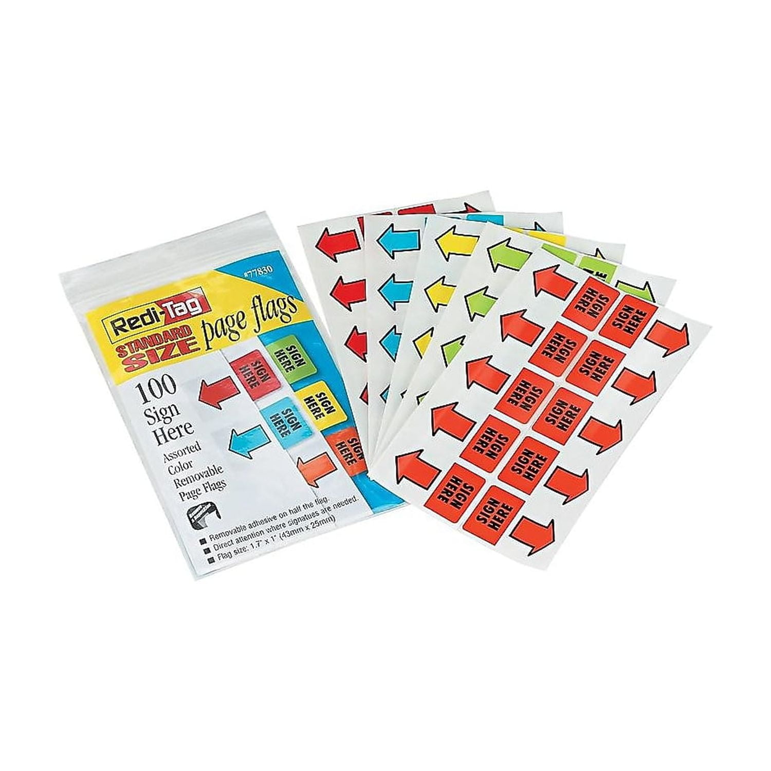 Redi-Tag Sign Here Flags, Assorted Colors, 1.69 Wide - Walmart Business ...