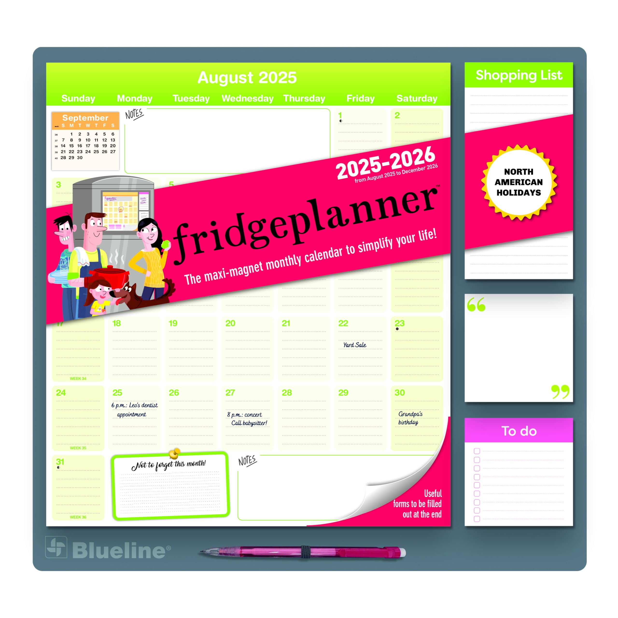 Rediform C174110A Fridge Planner Magnetized Monthly Calendar With Pads ...